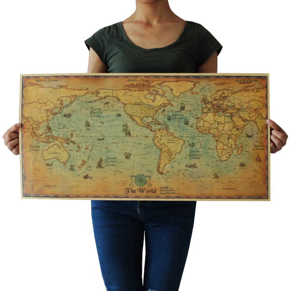 Navigation world map Kraft Paper Paint Vintage Wal... – Vicedeal