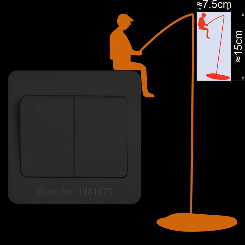 Glowing Man Fishing Light Switch Sticker Funny Car... – Grandado