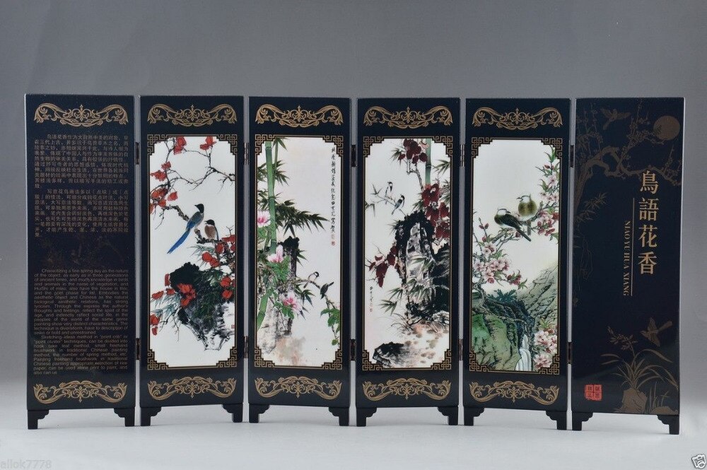 Chinese Lacquer Handwork Painting Auspicious foldi... – Grandado