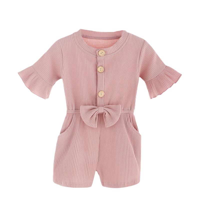 Sweety Children Kids Jumpsuit Solid Color Round Ne... – Grandado