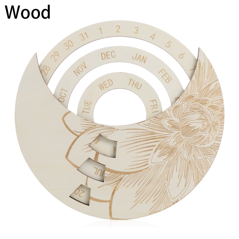 Rotating Calendar Wooden Everlasting Perpetual Wal... – Vicedeal