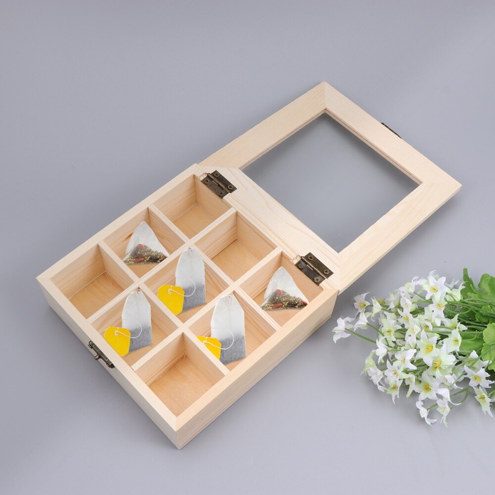 Coffee Storage Box Organizer Wooden Tea Box with 9... – Grandado