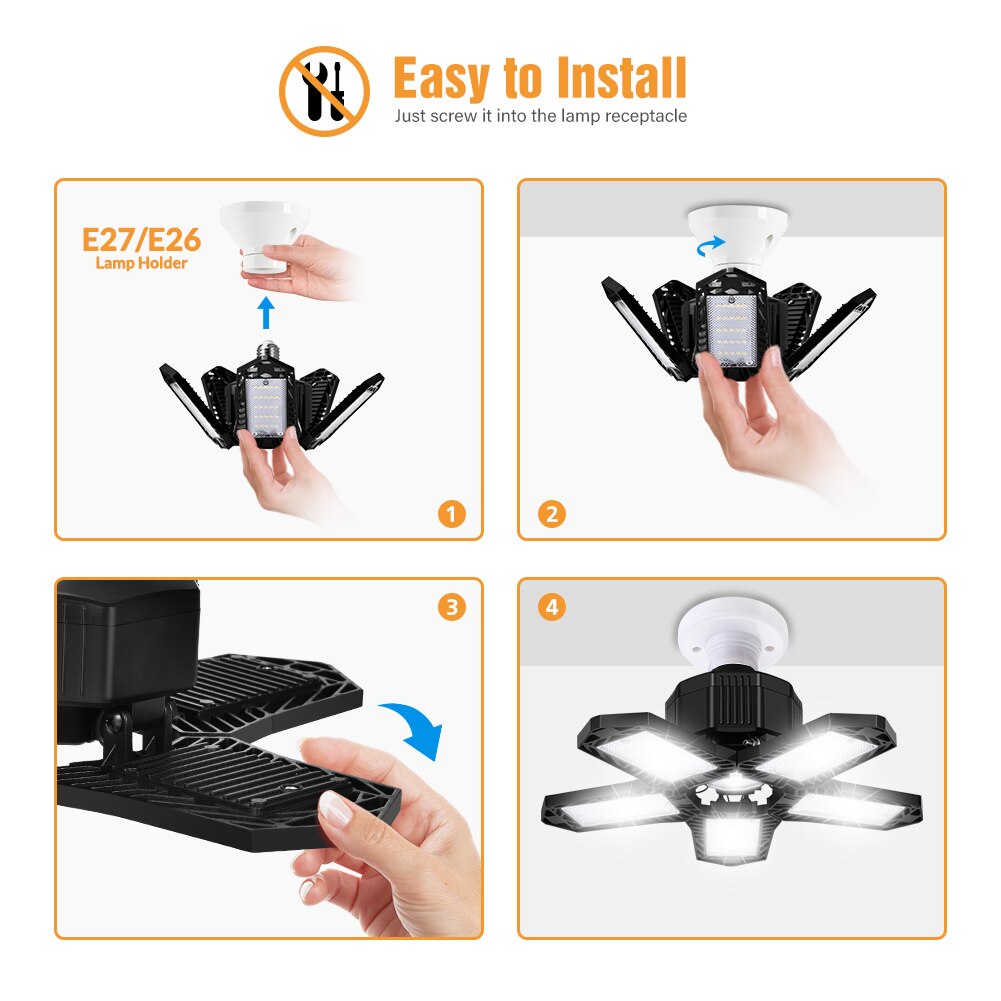 Five-leaf Folding LED Bulb Fan Blade Deformation G... – Vicedeal