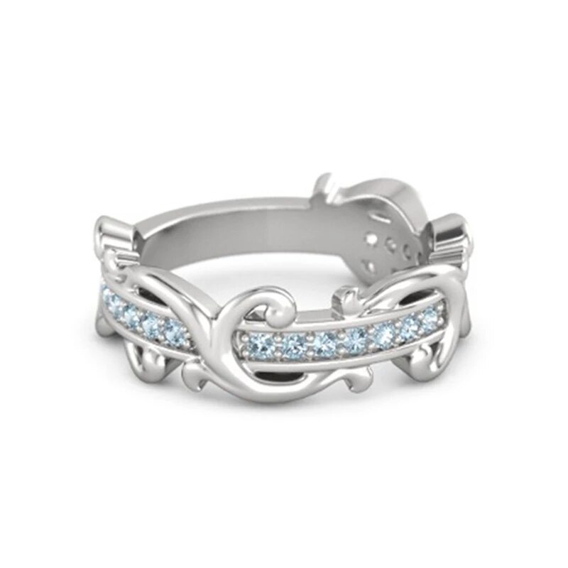 Fijne Vrouwen Ringen Bloem Wijnstok Wit Crystal Ri... – Vicedeal