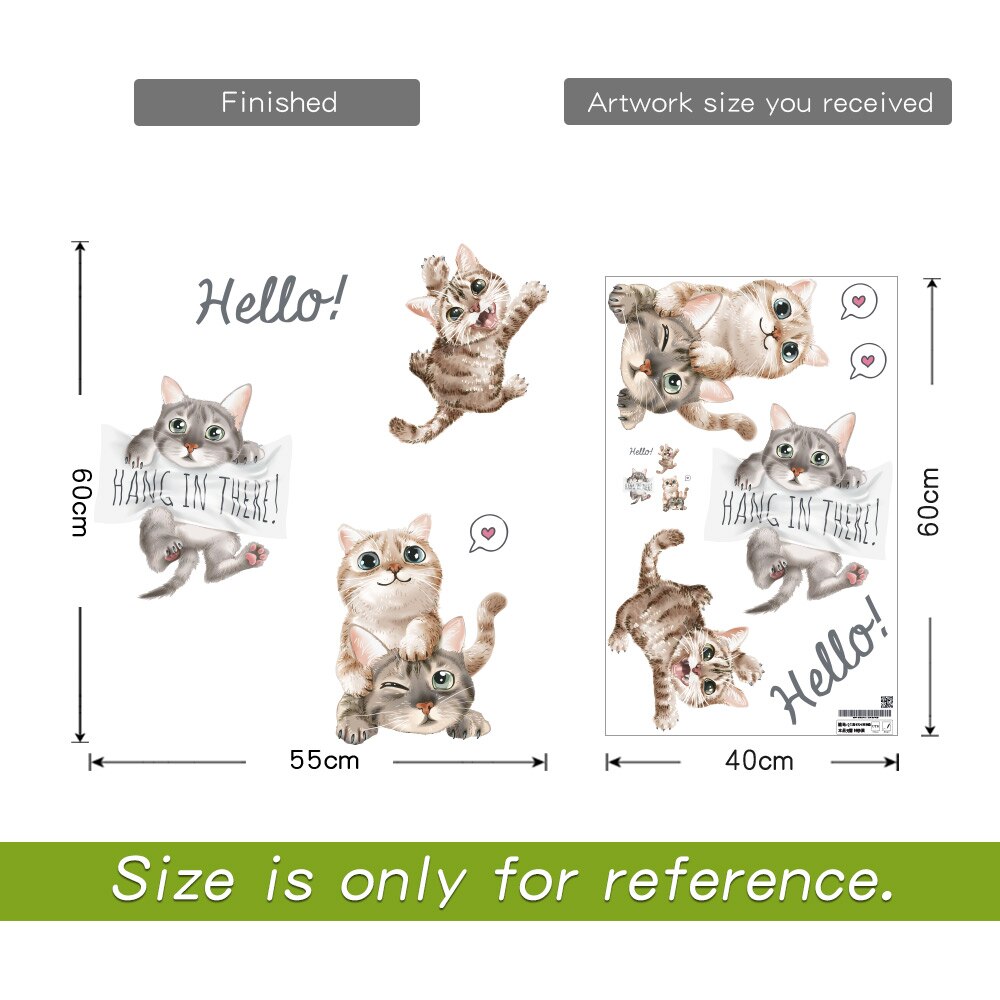 Four cute cat wall sticker children's kids room ho... – Grandado