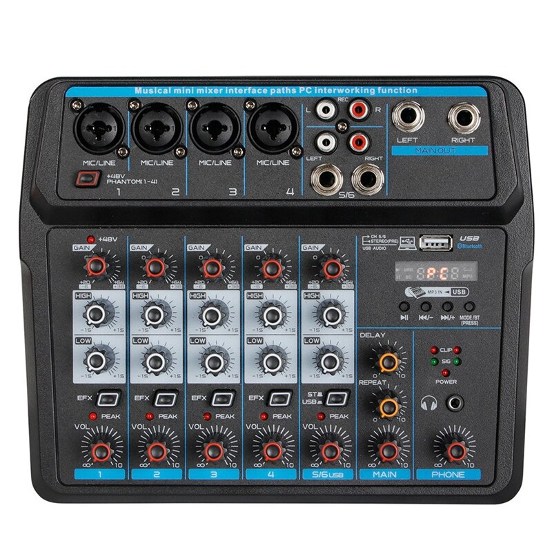 Six-Way DJ Mixer Audio Mixer Live Recording Music ... – Vicedeal