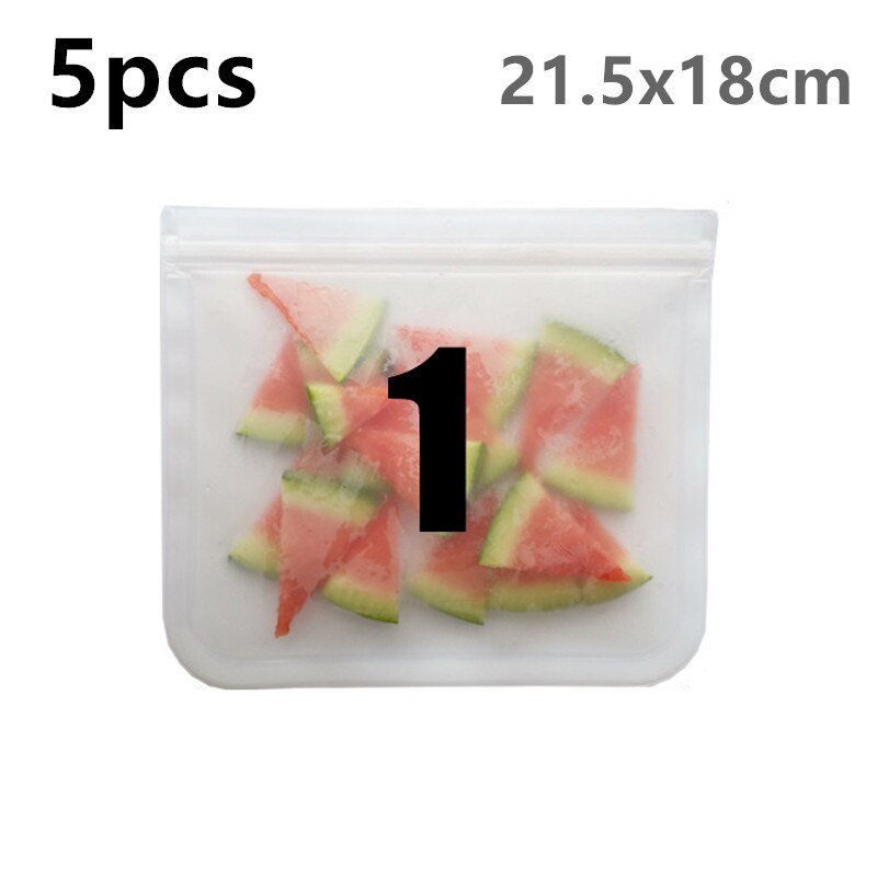 5pcs PEVA Food Fresh Bag Reusuable Silicone Vaccum... – Grandado