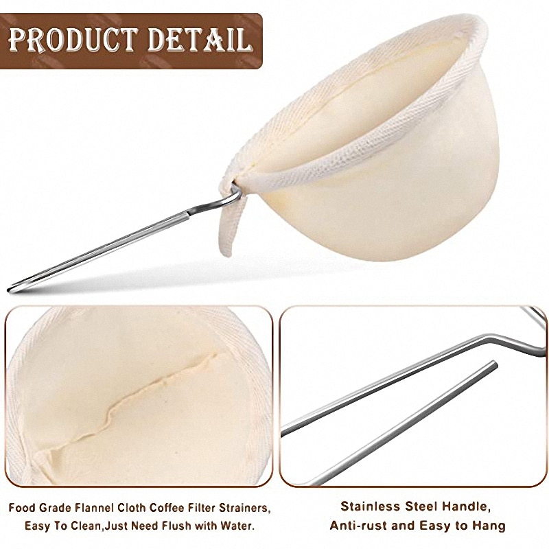 5 Pieces of Flannel Coffee Filter Reusable with St... – Vicedeal