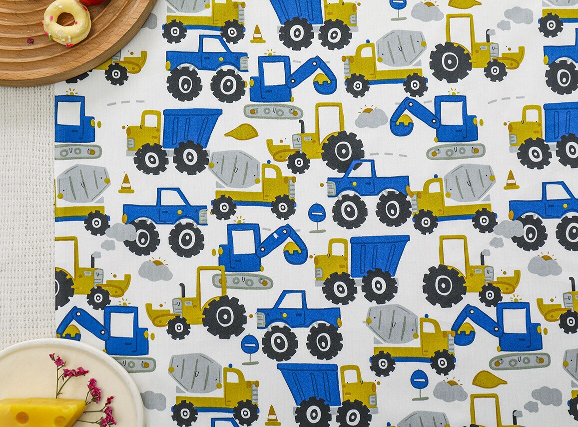 Engineering Vehicle Cotton Fabric DIY Sewing Dress... – Vicedeal
