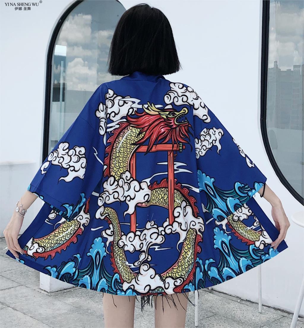 Japan Kimono Dragon Print Cardigan Female Loose Ca... – Grandado