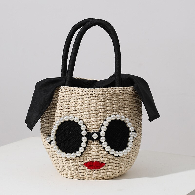 Red Lips Straw Woven Handbag Rattan Woven Handbag ... – Grandado