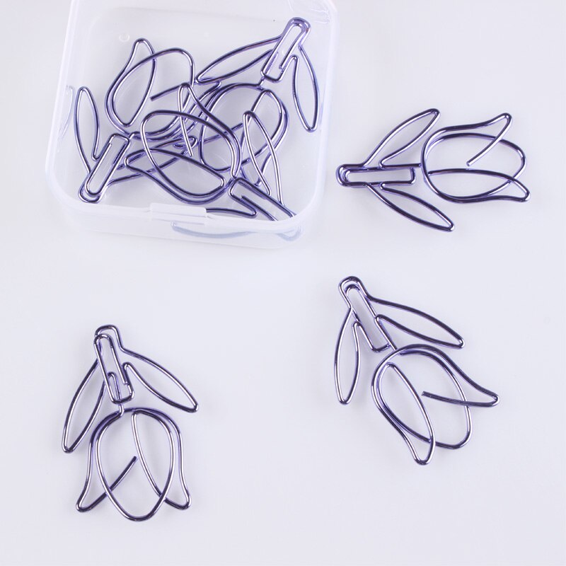 10pcs/box Purple Paper Clip Tulip Shaped Bookmark ... – Grandado