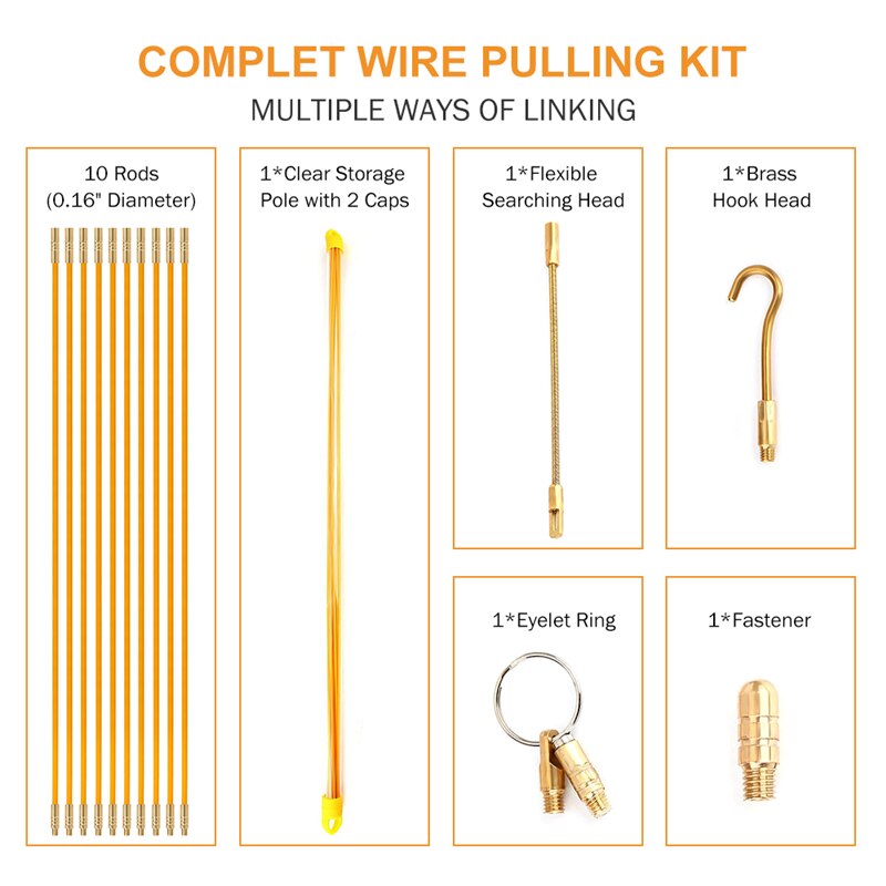 10Pcs/Set 4mm x 1M Cable Push Puller Running Cable... – Grandado
