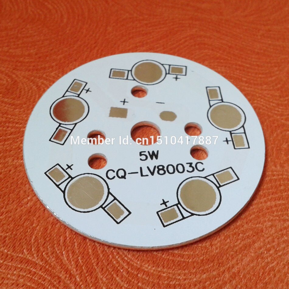 5W LED PCB 49mm for 5pcs LEDs, aluminum plate base... – Grandado