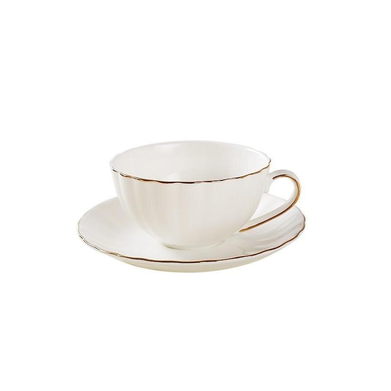 Golden Rim Ceramic Cup And Saucer Cup White Daisy ... – Grandado