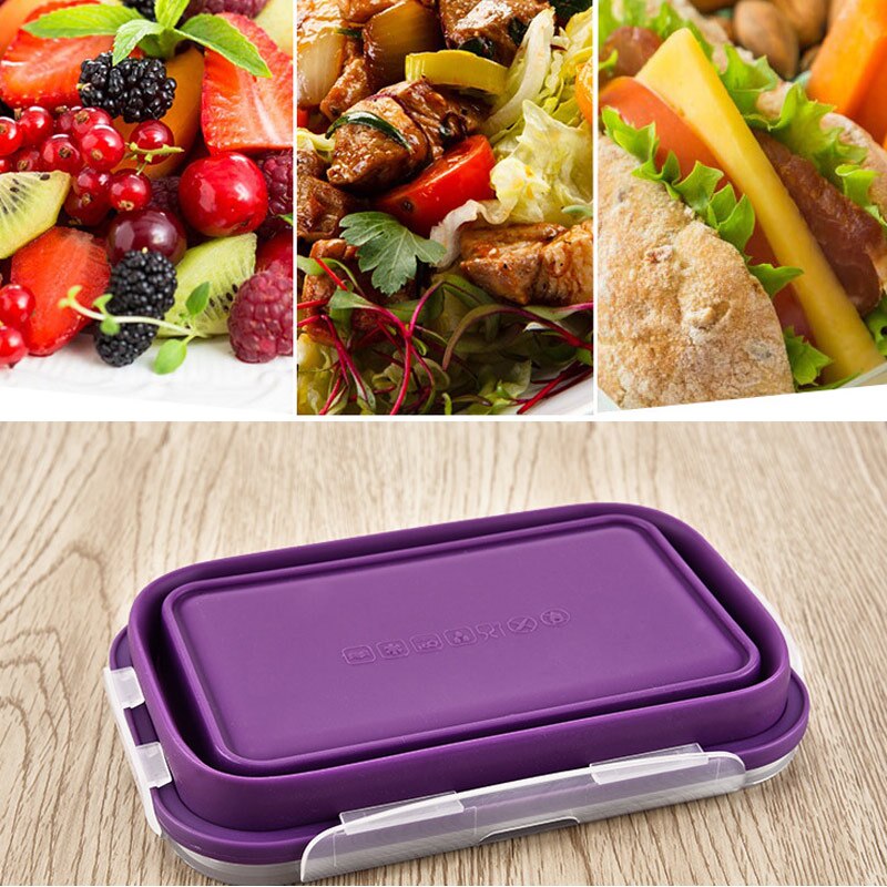 Silicone Bento Box Folding Lunch Bowl Food Storage... – Grandado
