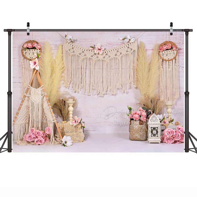 Bohemian Style Pink Flowers Garden Backdrop Spring... – Vicedeal