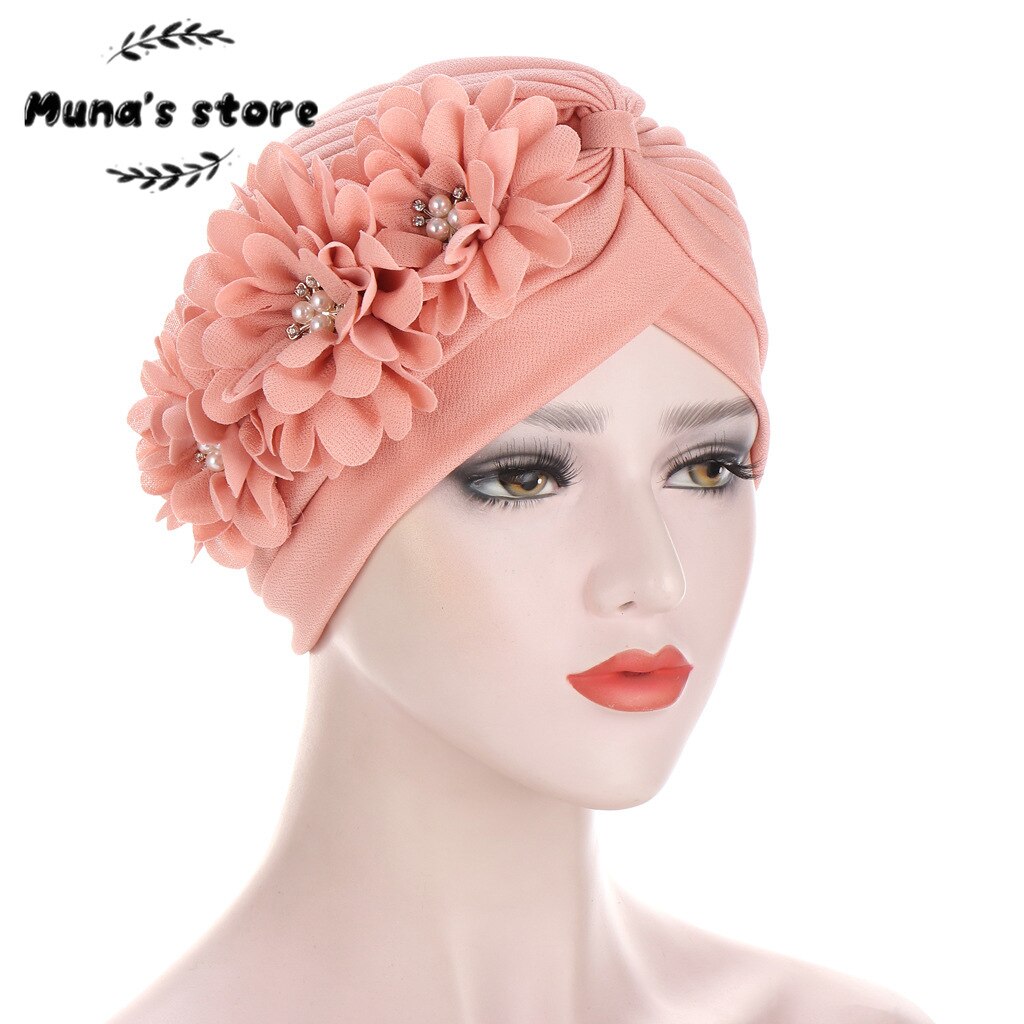 flower muslim turban crinkle Inner hijab caps Indi... – Vicedeal
