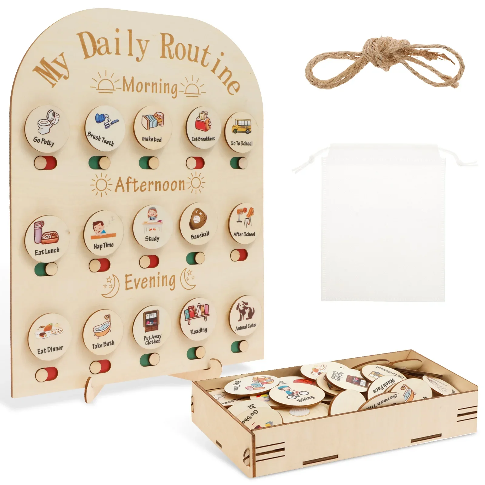 Wood Visual Schedule Visual Wall Planner Daily Rou... – Grandado