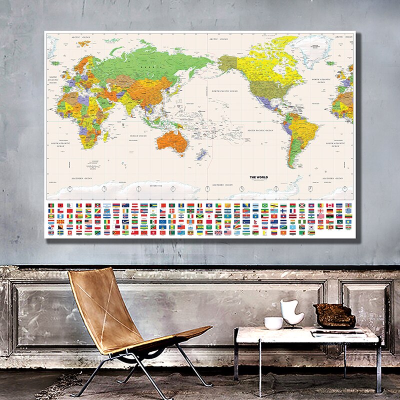 The World Map with National Flags 59*42cm Retro Ca... – Vicedeal