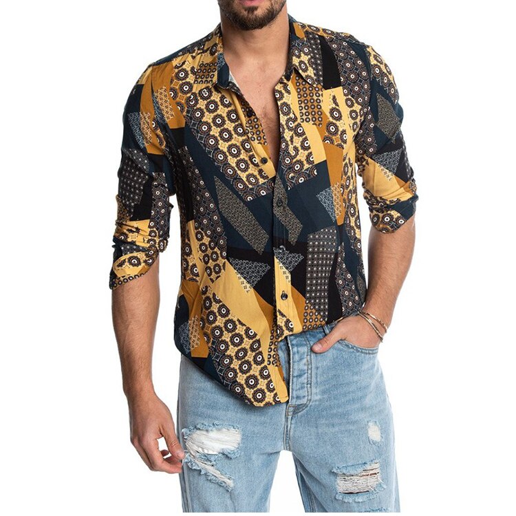 Heren casual overhemd, heren paisley print, lange ... – Vicedeal
