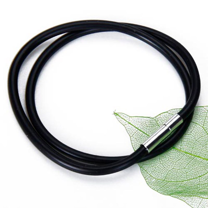 3mm Black Rubber Cord Necklace with Stainless Stee... – Grandado