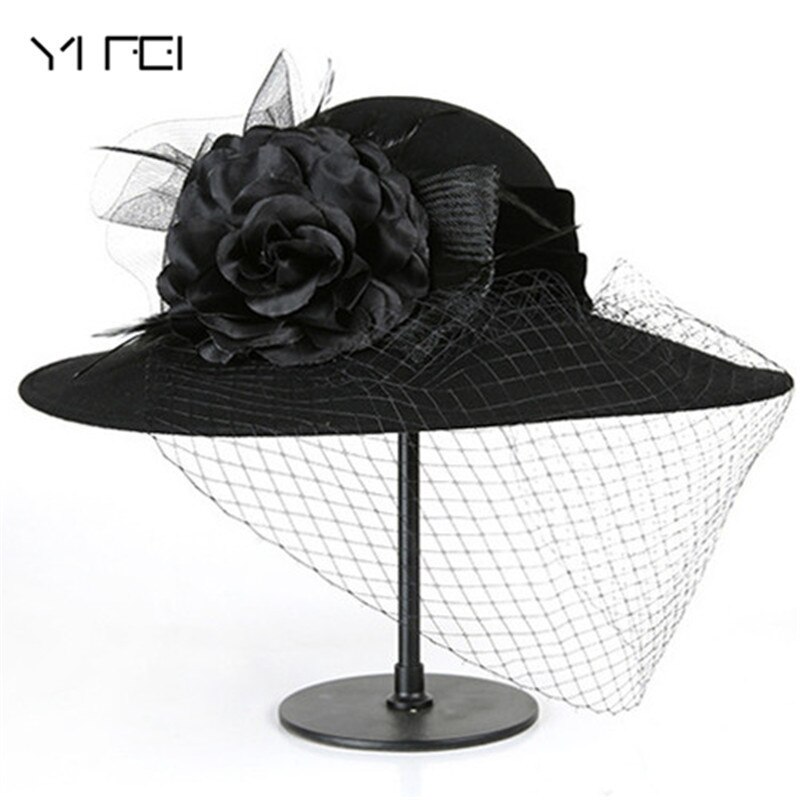classic chapeau veil Formal hat Women 100% Wool Fe... – Vicedeal