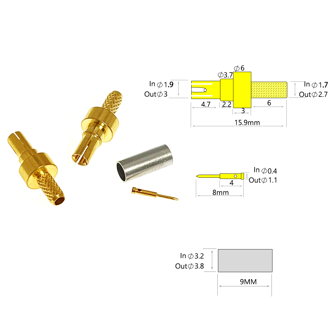 1 or 10pcs CRC9 TS9 Male Plug Straight Right Angle... – Grandado