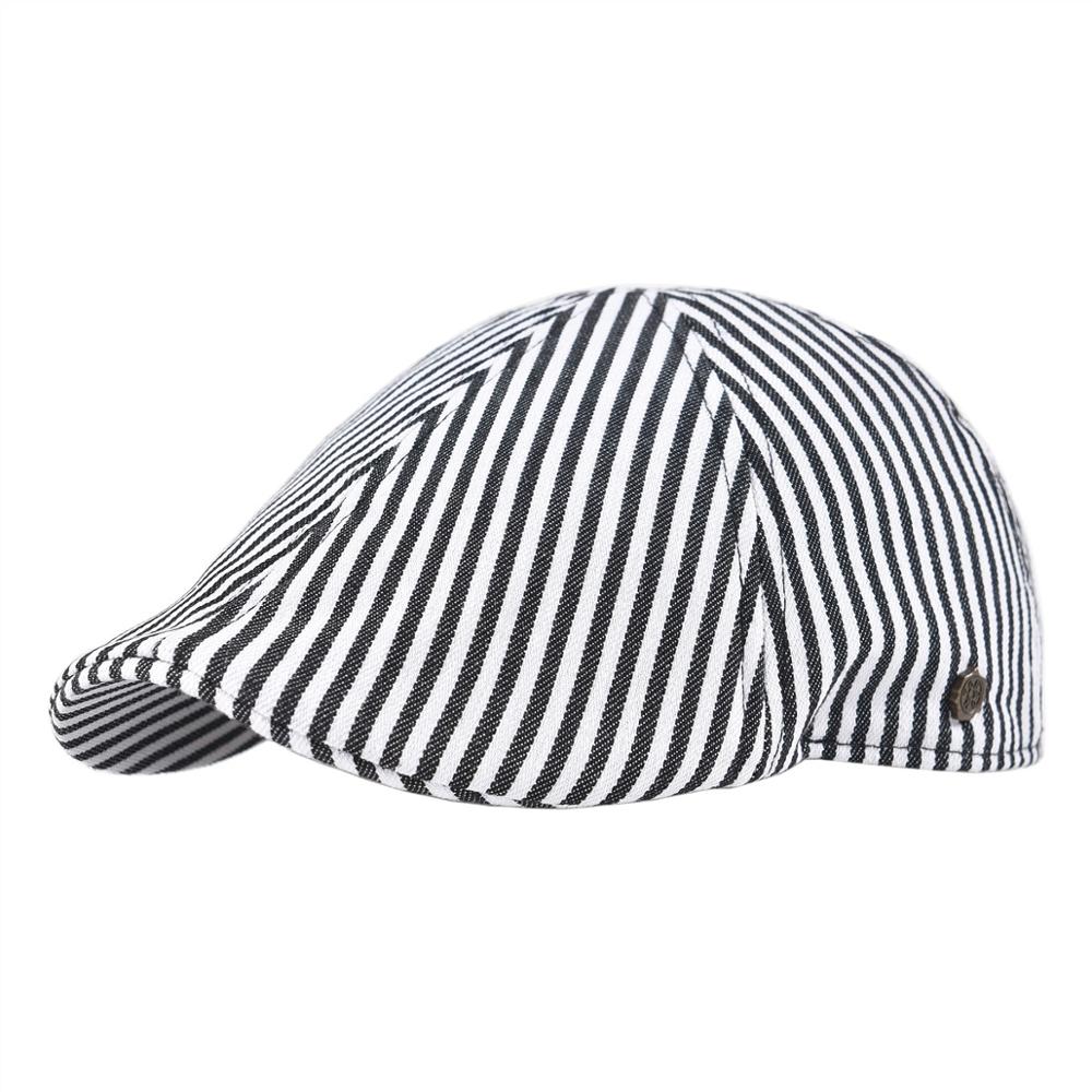VOBOOM Summer Golf Cap Men Stripe Black White News... – Vicedeal
