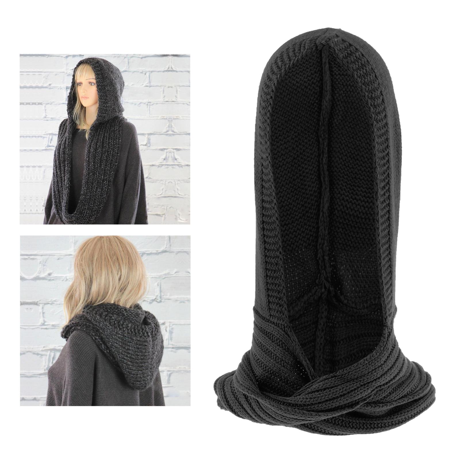 Female Knit Hooded Scarf Autumn Warm Knitted Hoodi... – Grandado