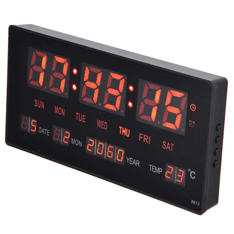 Digital Wall Calendar LED Digital Wall Clock Power... – Grandado