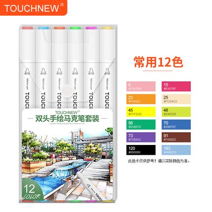 TOUCHNEW Markers Felt-Tip Oily Twin Brush Marker P... – Grandado