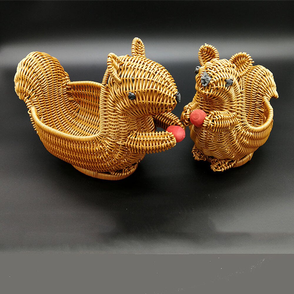 Hand-Woven Cute Squirrel Storage Basket Rattan Sto... – Vicedeal