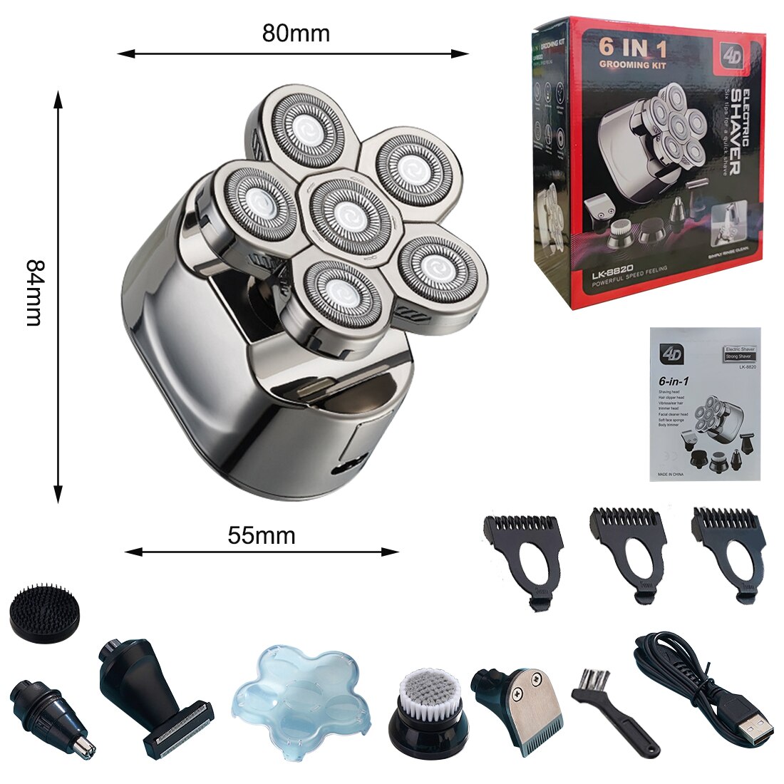 6 In 1 Oplaadbare Elektrische Scheerapparaat Manne... – Grandado