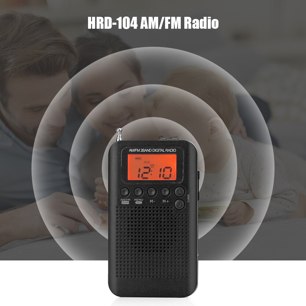 HRD-104 Pocket Portable AM FM Radio Digital Displa... – Grandado