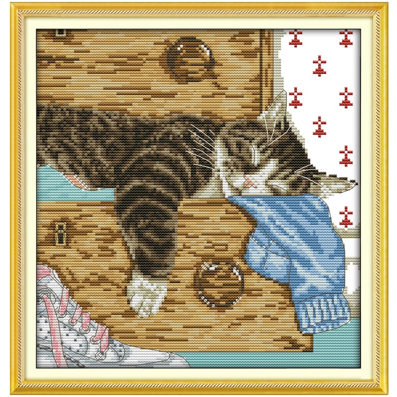 Mooie Luie Kat Patronen Geteld Kruissteek Diy 11CT... – Vicedeal