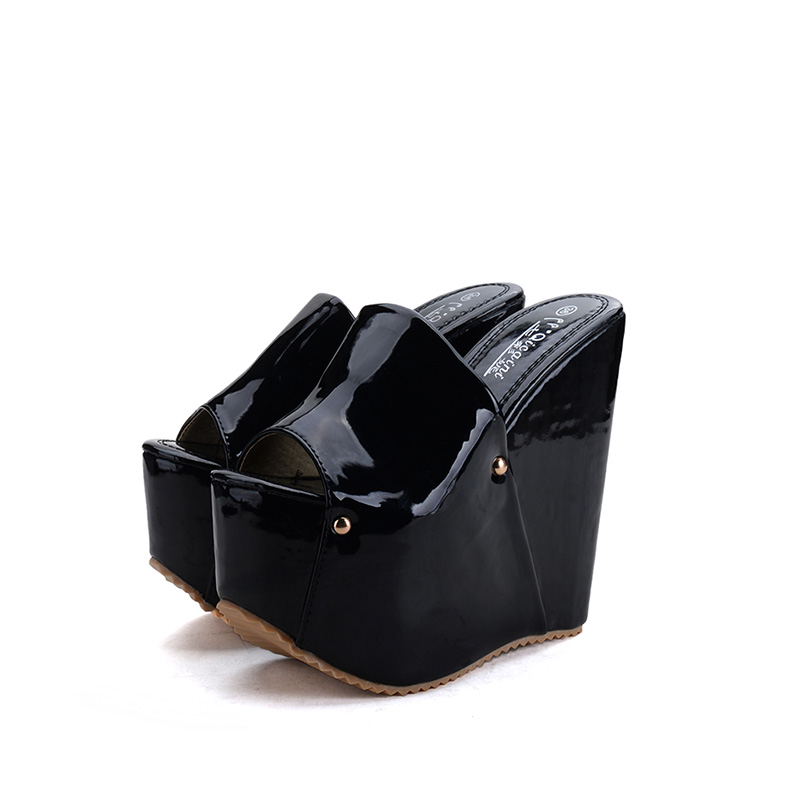 Sommer platform sko tyk bund kile hjemmesko 15cm s... – Grandado