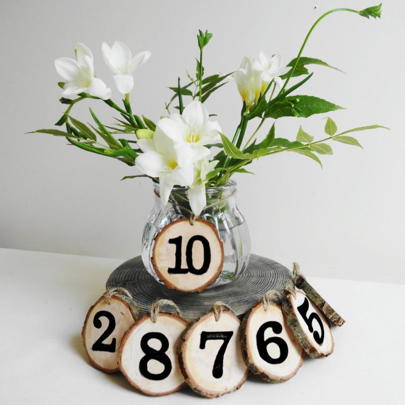 10pcs 1-10 Wooden Numbers Cards Slice Round Table ... – Vicedeal