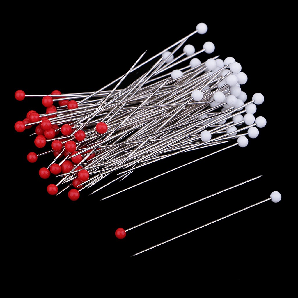 100 Pieces Red White Glass Head Pins Weddings Cors... – Vicedeal