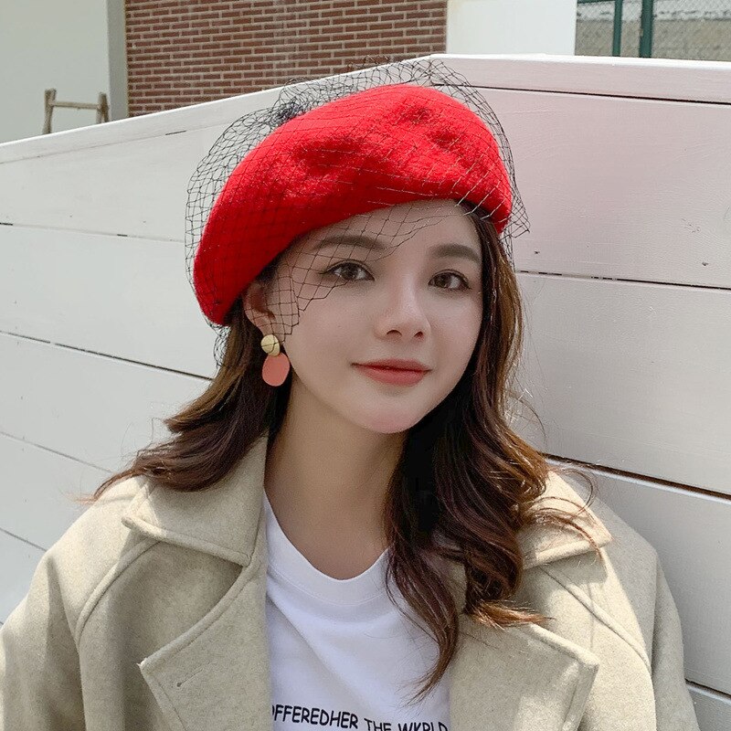 Lace Berets Female Vintage Noble Style Pure Color ... – Grandado
