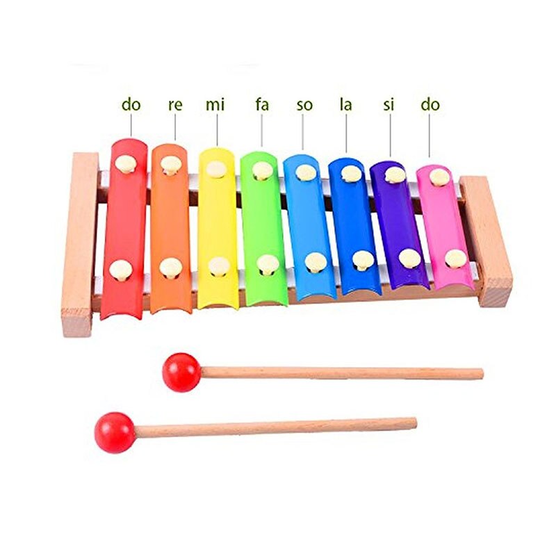 Wooden 8 Tones Multicolor Xylophone Wood Musical I... – Grandado