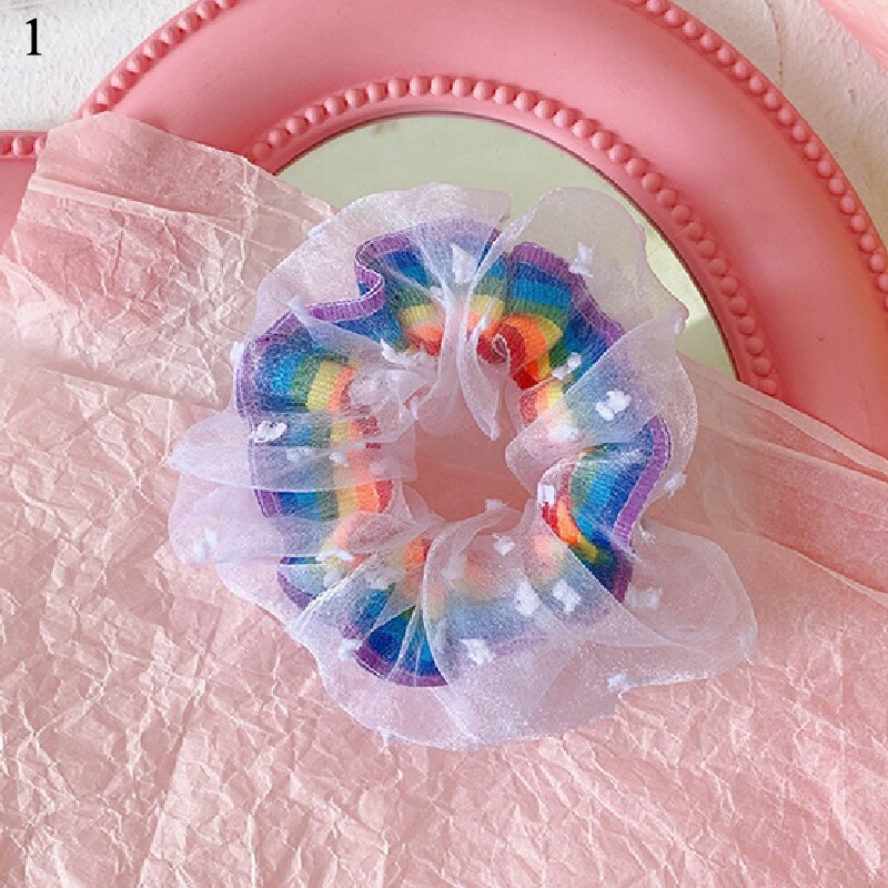 1PC Organza Mesh Scrunchie Women Transparent Rainb... – Vicedeal