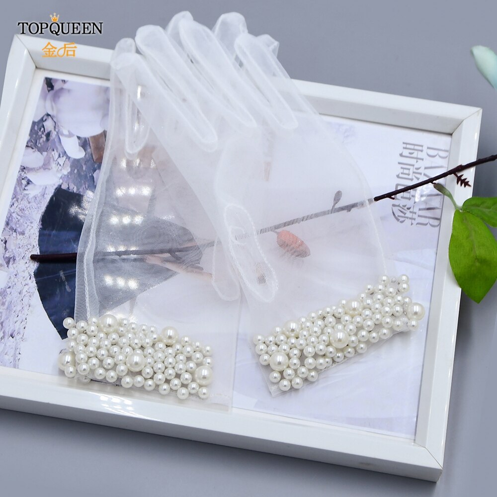 TOPQUEEN M01 Girls Wedding Gloves Pearl Princess P... – Grandado