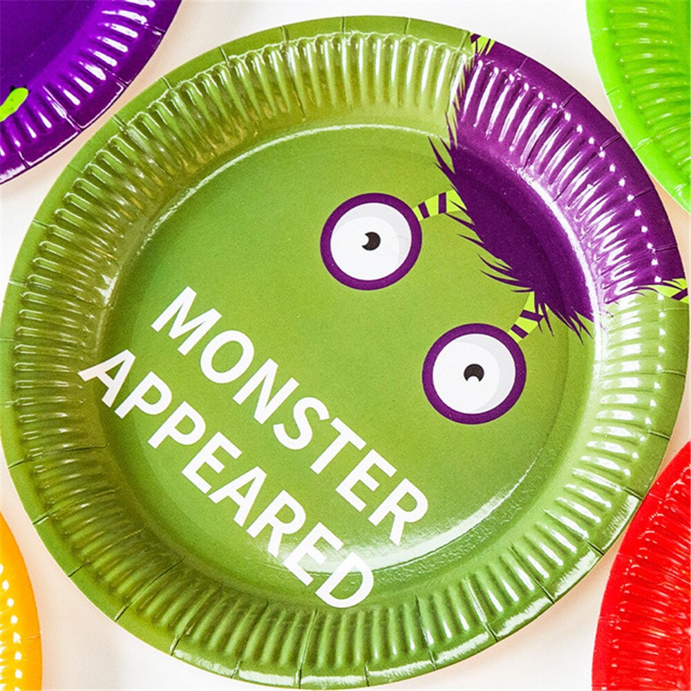 Party plates little monster theme plates animal pl... – Grandado