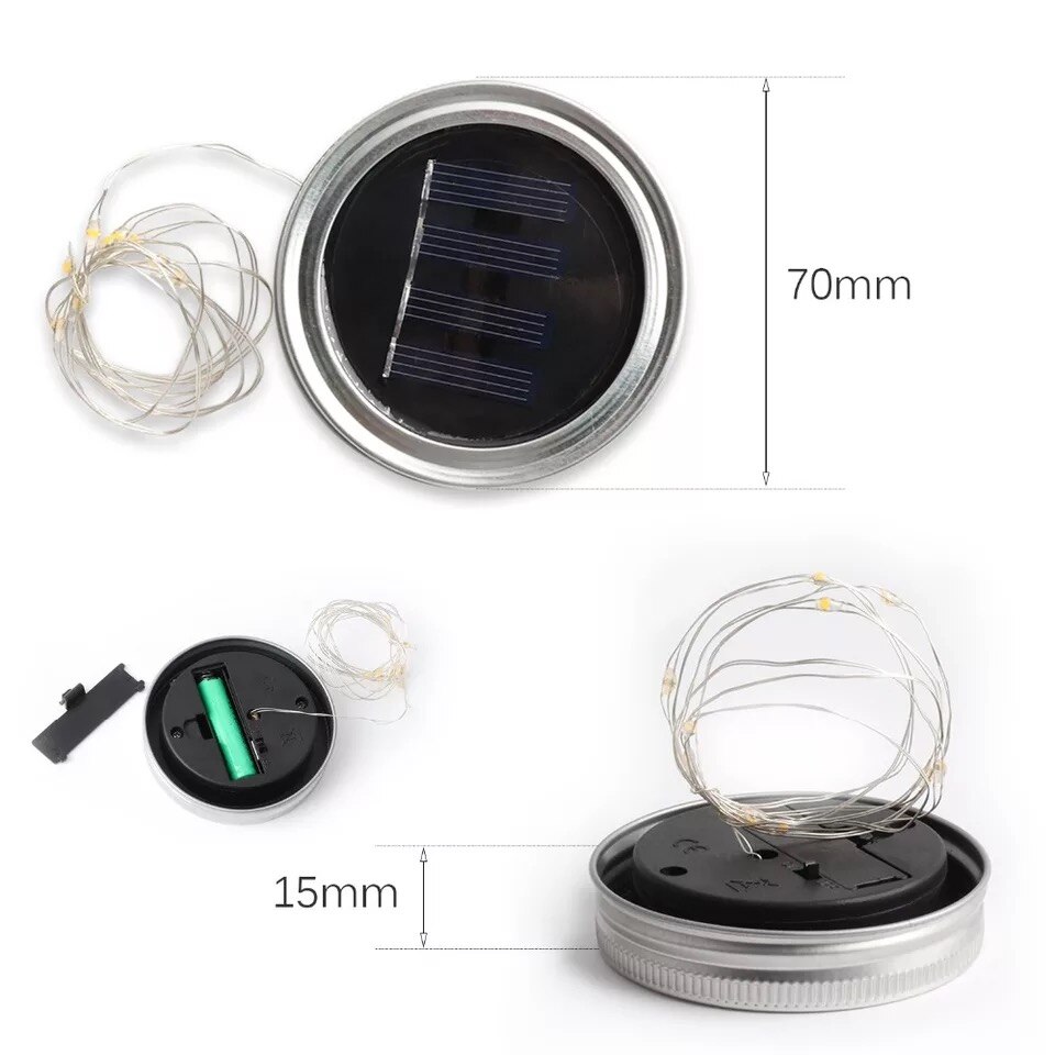 LNKEO LED Fairy Light Solar For Mason Jar Lid Inse... – Grandado