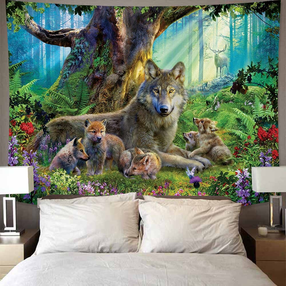 Animal World Print Tapestry Wall Hanging Psychedel... – Vicedeal