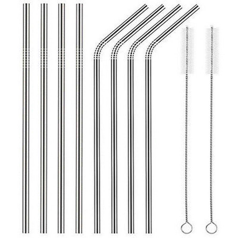 Reusable Stainless Steel Straws Set with Cleaner B... – Vicedeal