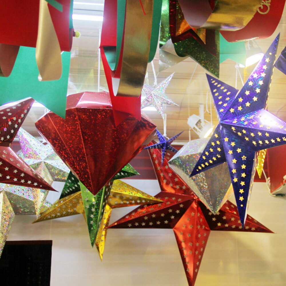 5PCS 30CM Hanging Star Paper Star Light Pentagram ... – Grandado