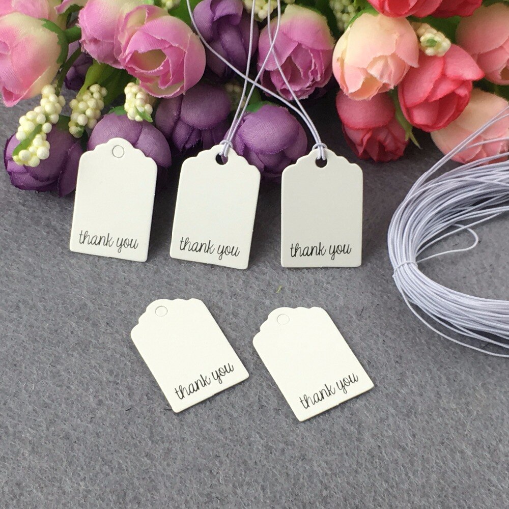 3x2cm 200 pcs kraft/white paper thank you tag hand... – Vicedeal
