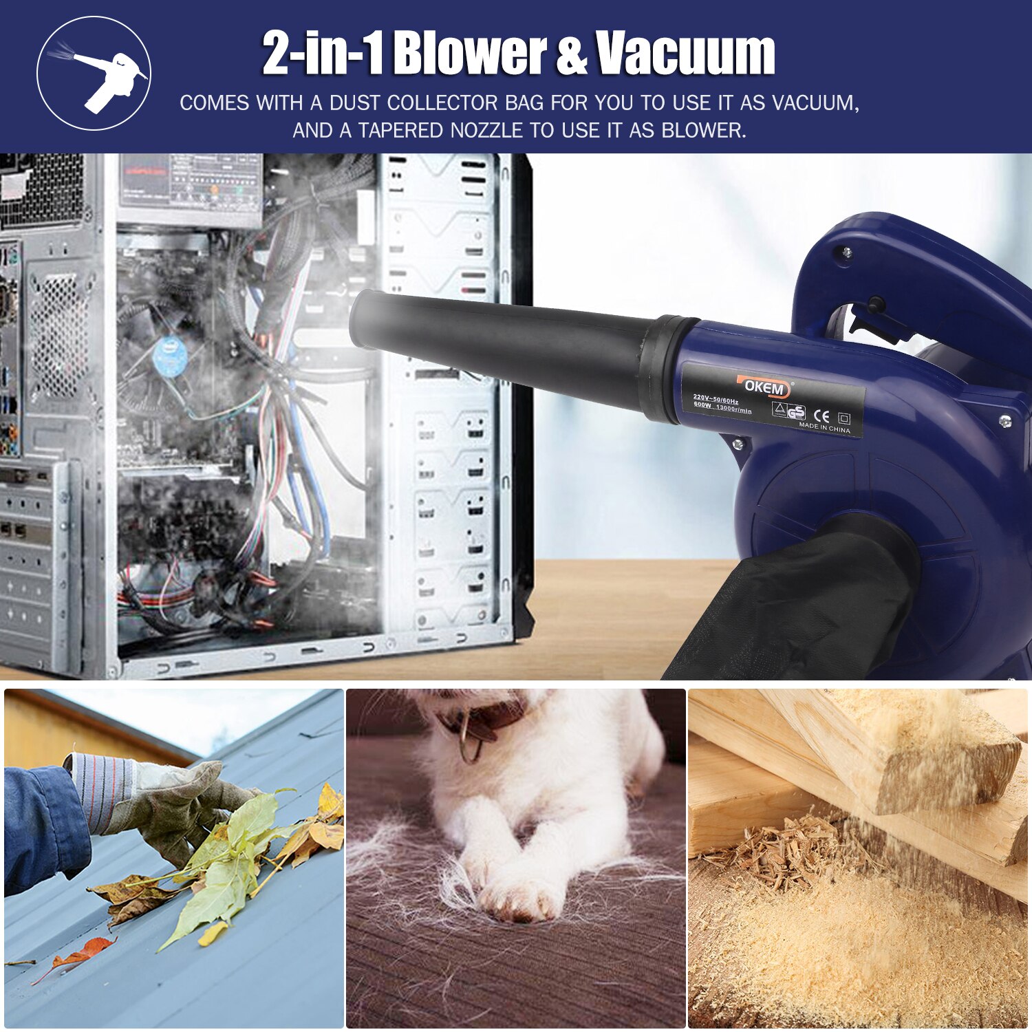 Electric Leaf Blower Corded 3-in-1 Yard Blower Vac... – Grandado